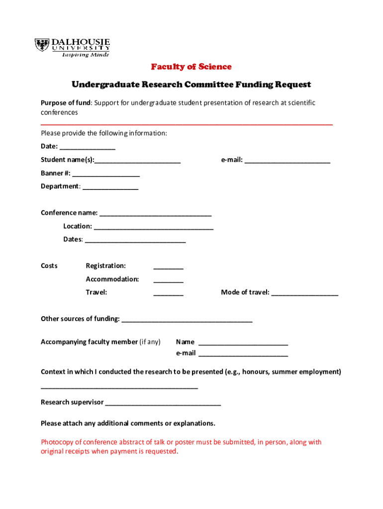Fillable Online URC Funding Request Form Fax Email Print - pdfFiller
