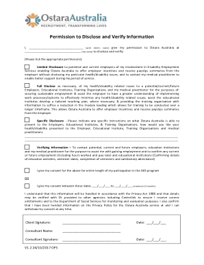 Fillable Online Consent Form for Disclosure and Verification of ...