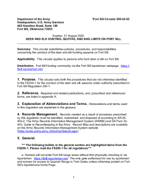 Fillable Online Deer and Elk Hunting, Quotas, and Bag Limits on Fort ...