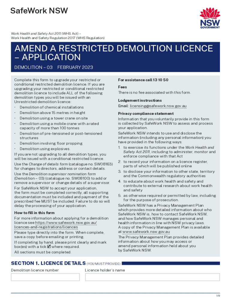 Fillable Online Amend a restricted demolition licenceapplication. Use ...