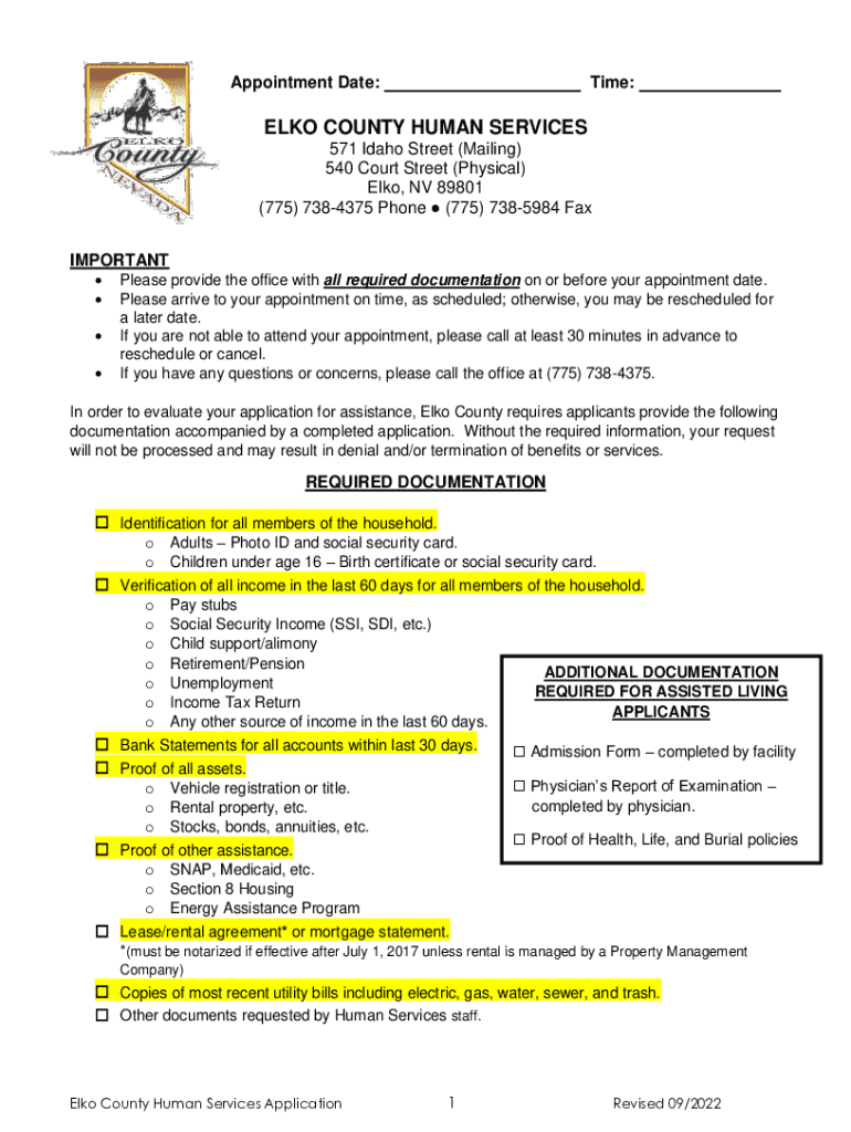 Fillable Online Application for Assistance - Elko County Human Services ...