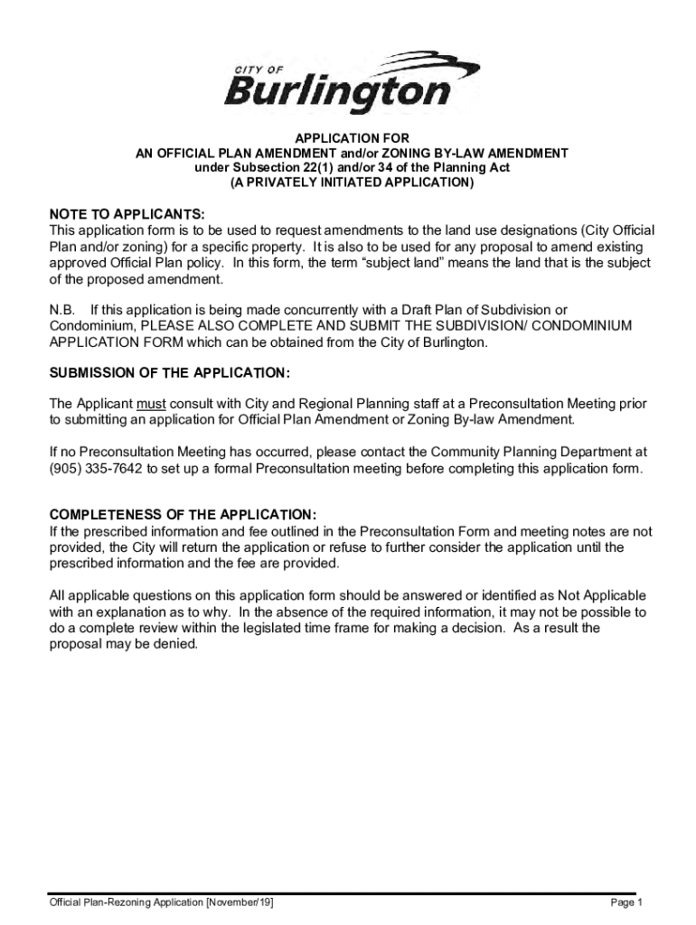 Fillable Online Technical Report Application for Official Plan Amendment and Z Fax Email Print ...