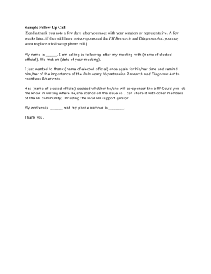 Fillable Online Follow up Call Script for Pulmonary Hypertension ...