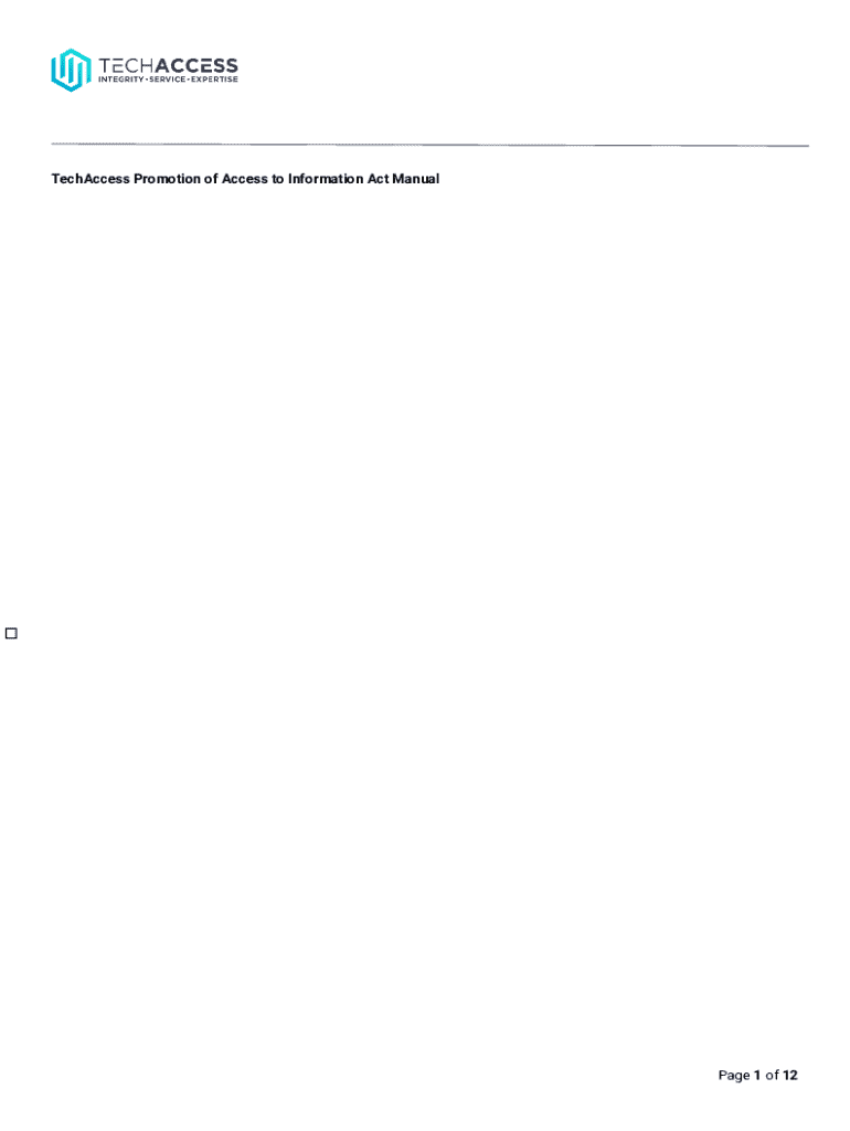 Fillable Online of 12 TechAccess Promotion of Access to Information Act Manual Fax Email Print ...