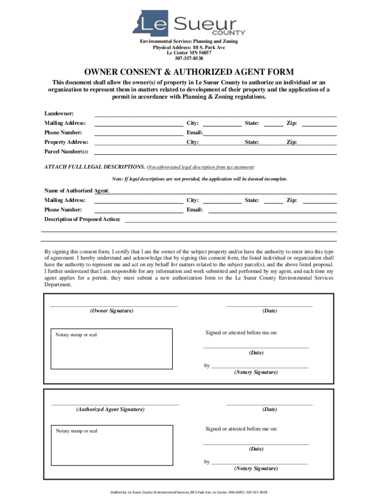 Fillable Online OWNER CONSENT & AUTHORIZED AGENT FORM Fax Email Print ...