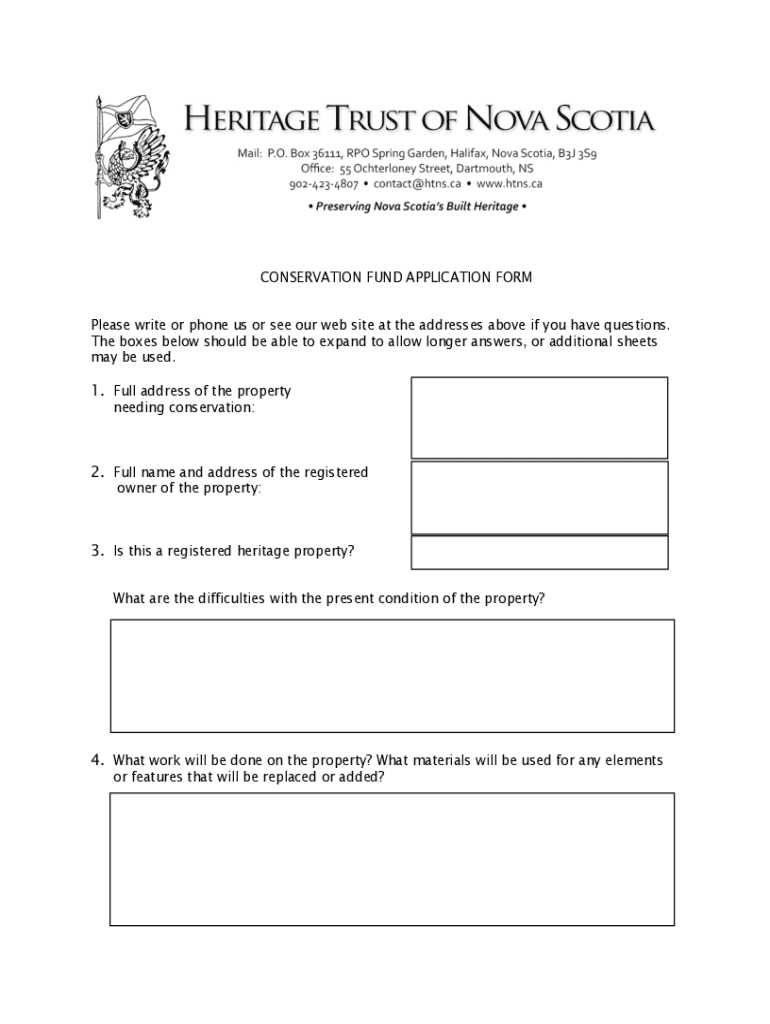 Fillable Online Conservation Fund Application Fax Email Print - pdfFiller