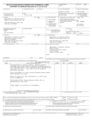 Sf 1449 Solicitation/contract/order for Commercial Items Doc Template ...