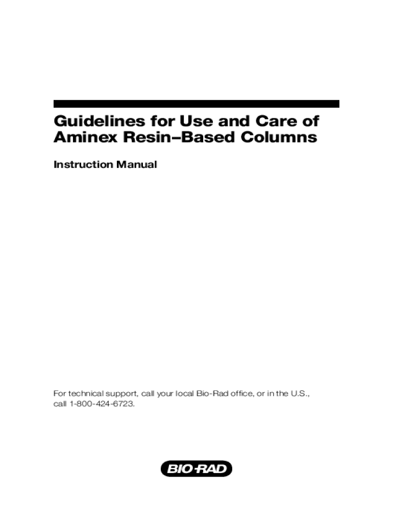 Fillable Online Guidelines for Use and Care of Aminex Resin–based ...
