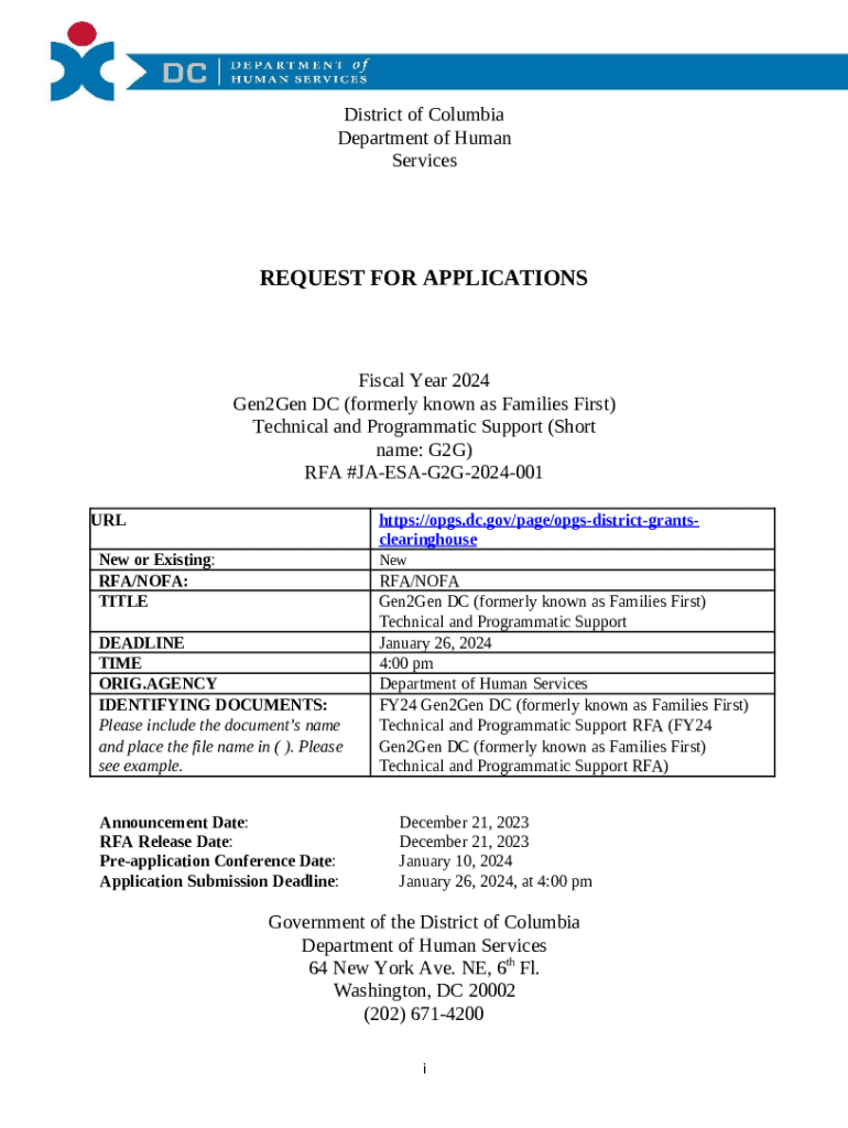 Gen2gen Dc Technical and Programmatic Support Request for Applications ...