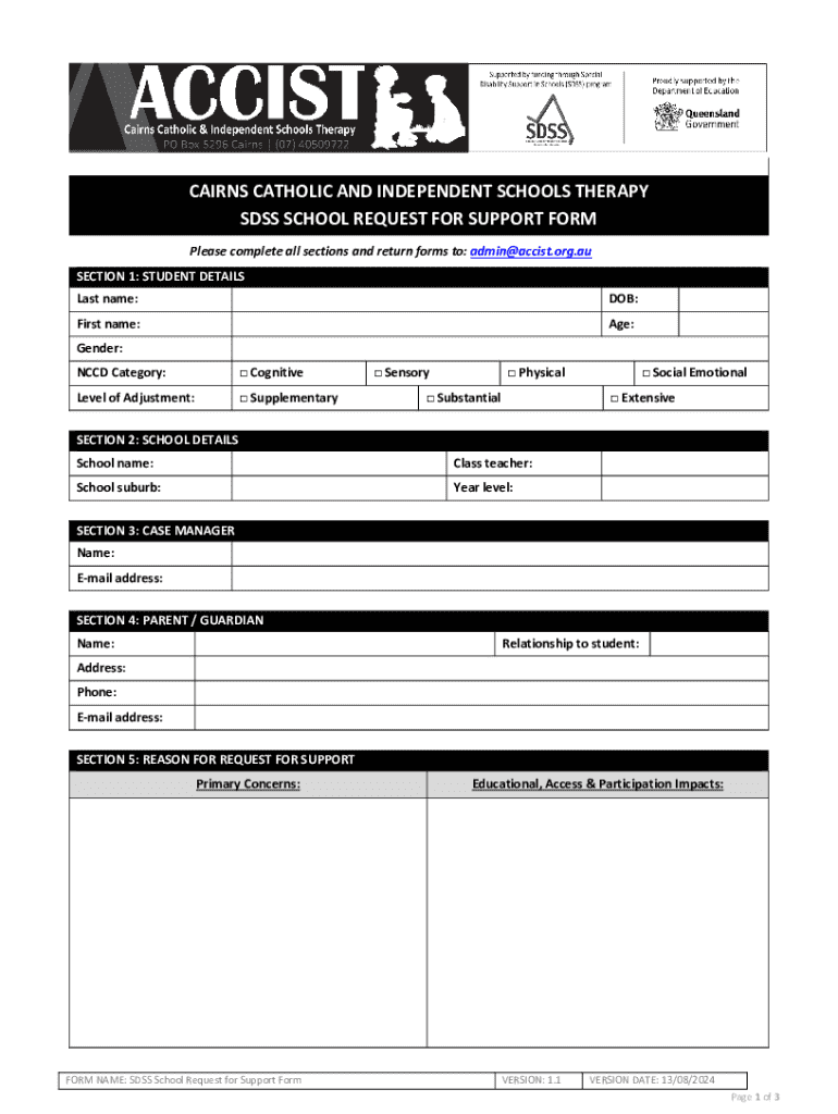 Fillable Online ACCIST School Request for Support Form Fax Email Print ...
