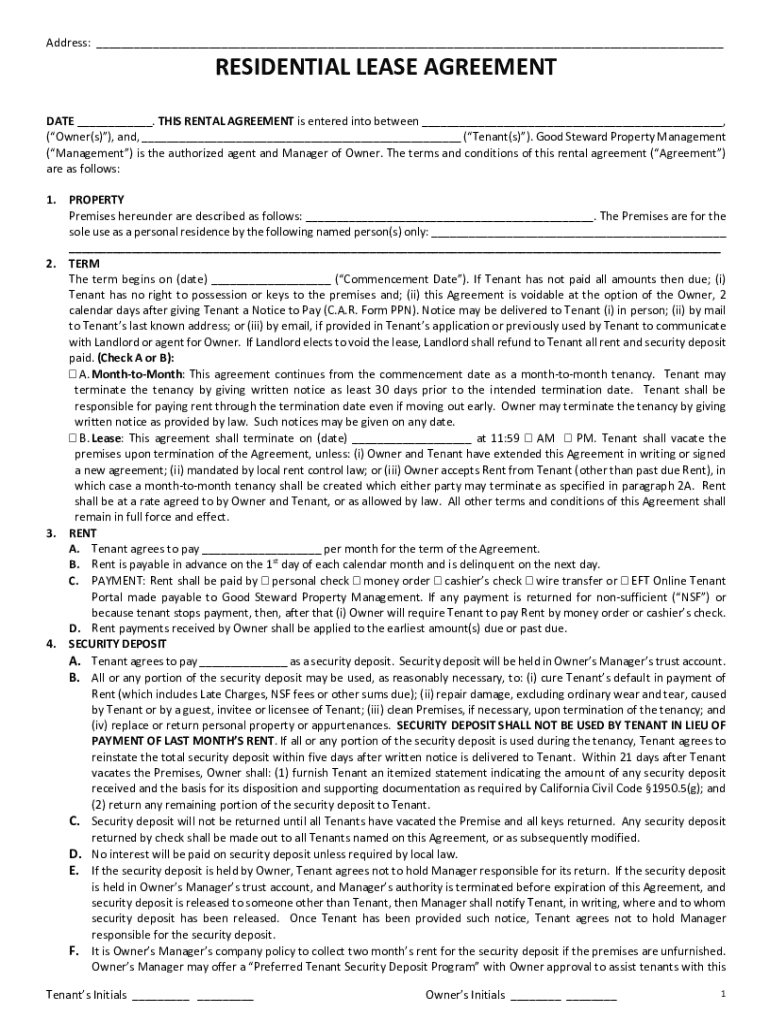 Fillable Online Residential Lease Agreement Fax Email Print - pdfFiller