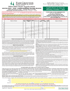 Fillable Online 2024-2025 Stall Application for Fair Grounds Race Course & Slots Fax Email Print ...