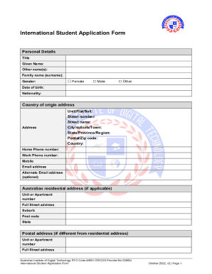 Fillable Online International Student Application Form Fax Email Print - pdfFiller