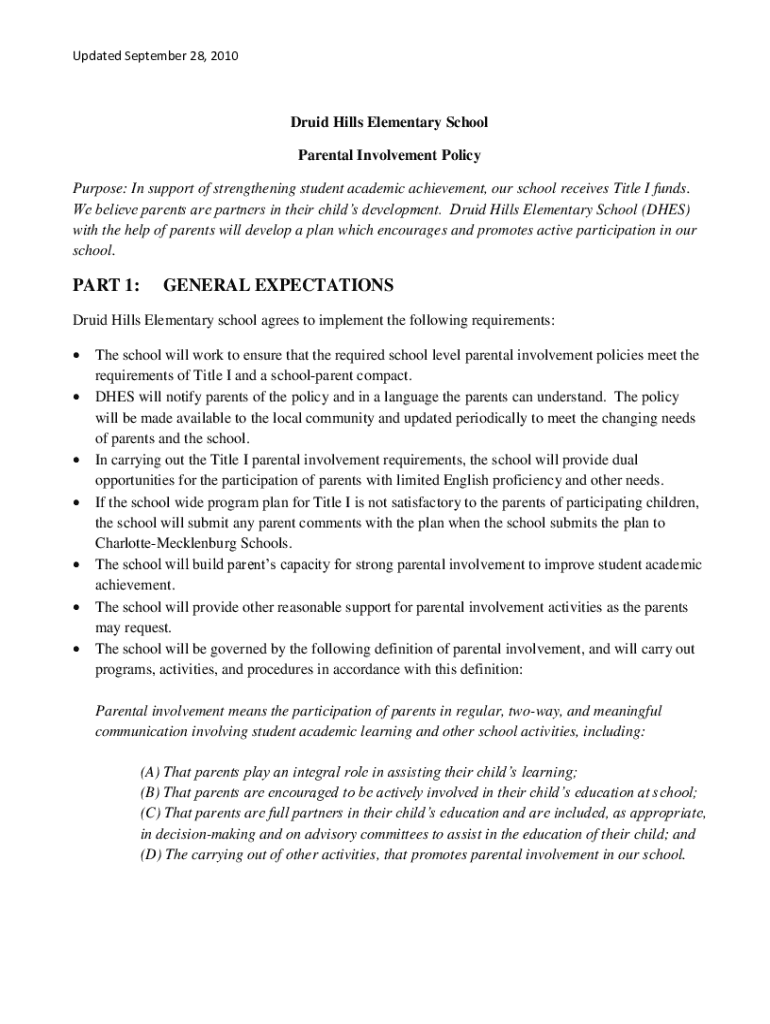 Fillable Online Parent Review of Druid Hills Academy Parental ...