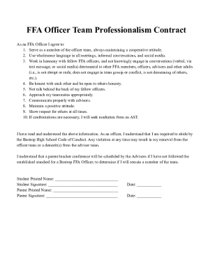 Fillable Online Ffa Officer Team Professionalism Agreement Fax Email ...