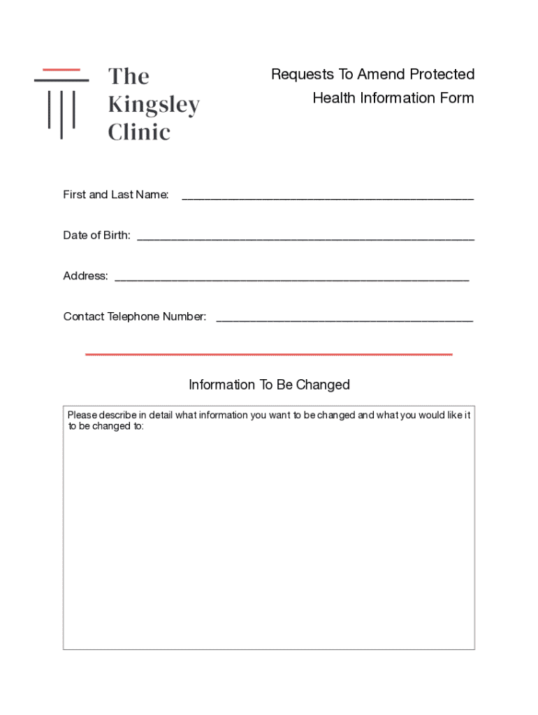 Fillable Online Request to Amend Protected Health Information Fax Email Print - pdfFiller