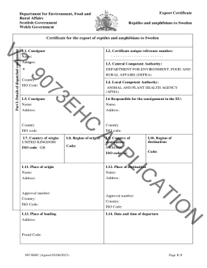 Fillable Online Export Certificate for Reptiles and Amphibians to ...