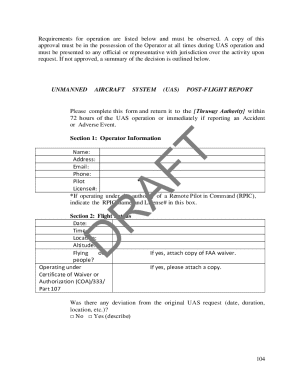 Fillable Online Unmanned Aircraft System Post-flight Report Fax Email ...