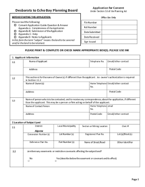 Fillable Online Application for Consent Under Section 53 of the ...