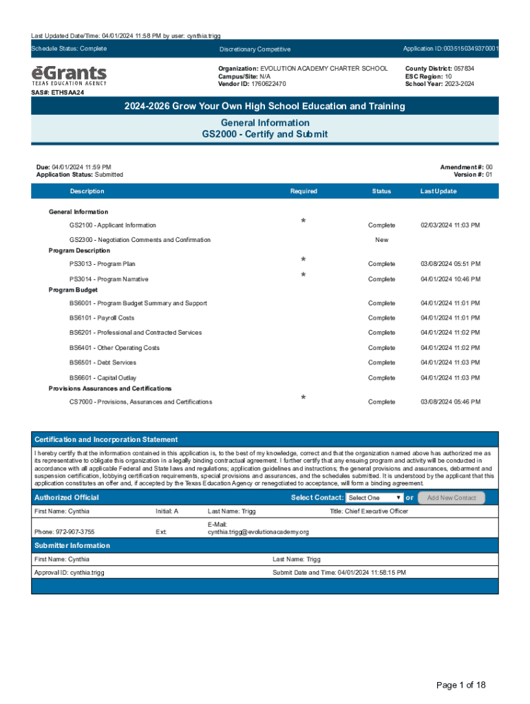 Fillable Online Grow Your Own High School Education and Training Program Application Fax Email ...