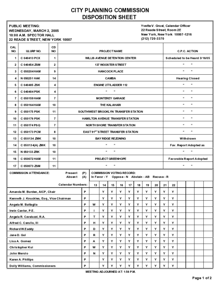 Fillable Online Fillable Online home nyc Disposition Sheet and Calendar ...