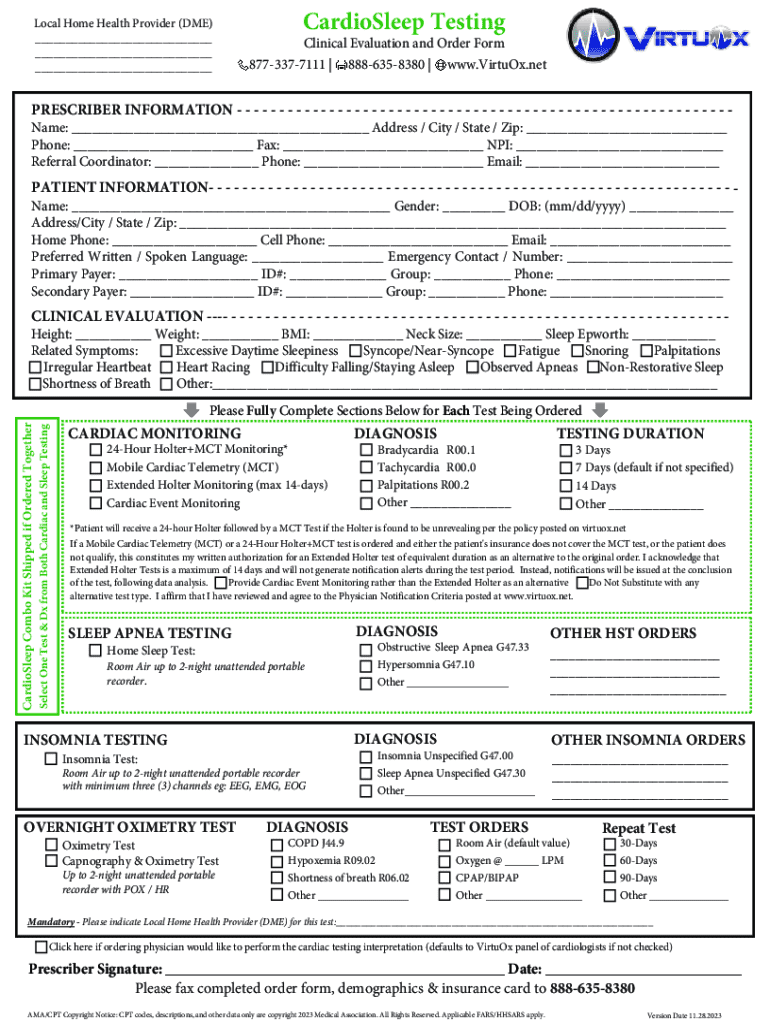 Fillable Online HST Your Way Home Sleep Test Order Form Fax Email Print ...