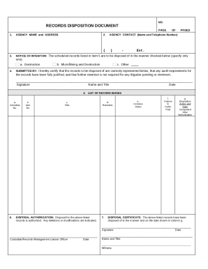 Records Disposition Document Doc Template | pdfFiller