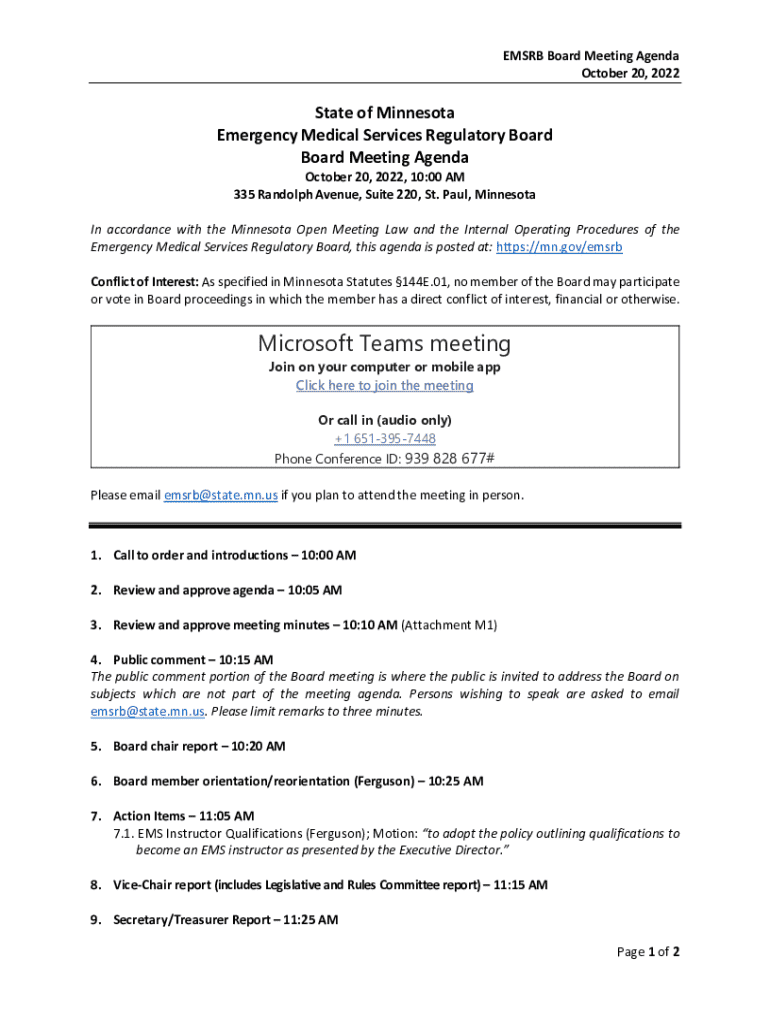Fillable Online Emergency Medical Services Regulatory Board - Open ...