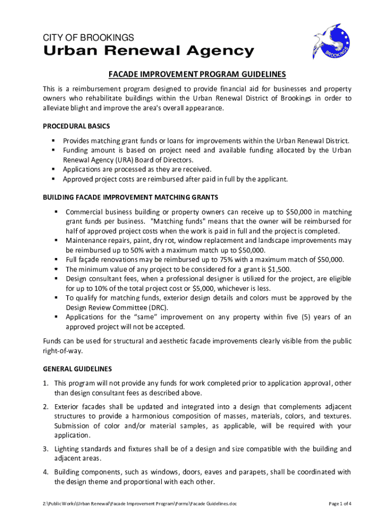 Fillable Online commercial facade improvement program policies ...