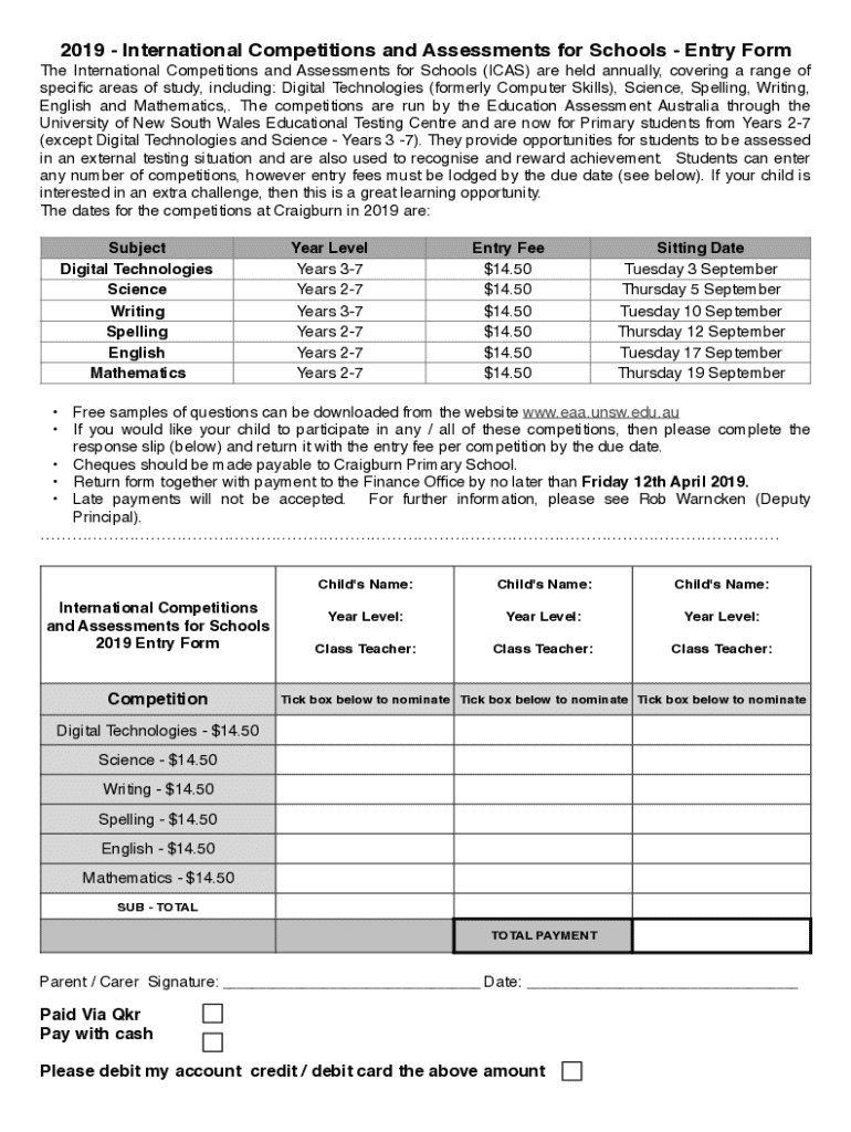 Fillable Online ICAS - Science Syllabus and Sample Papers Fax Email ...