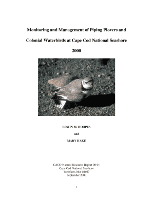 Fillable Online Monitoring and Management of Piping Plovers at Cape Cod ...