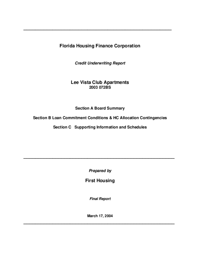 Fillable Online Florida Housing Finance Corporation - Credit ...
