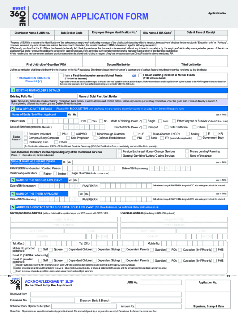 Fillable Online 360 One Mutual Fund Application Form Fax Email Print - pdfFiller