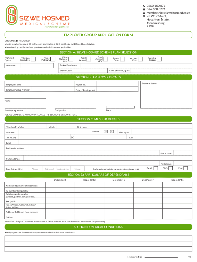 Fillable Online Sizwe-Hosmed-Member-application-Forms-SALGA.pdf Fax ...