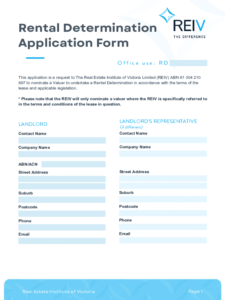Fillable Online Rental Determination Application Form Fax Email Print ...