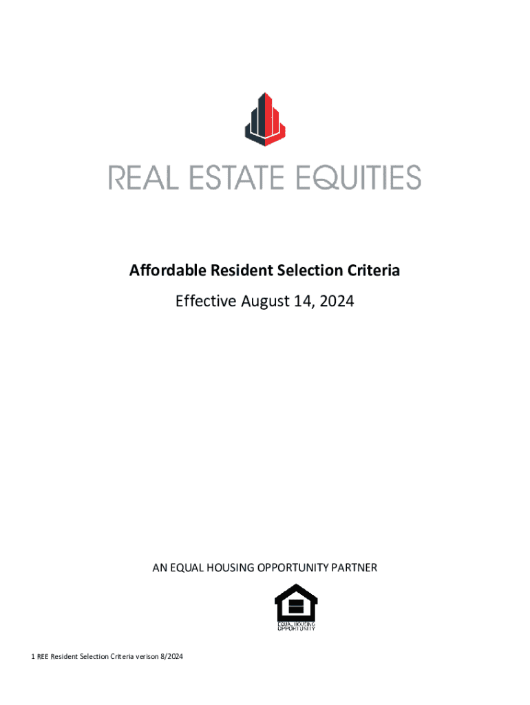 Fillable Online Resident Selection Criteria Fax Email Print - pdfFiller