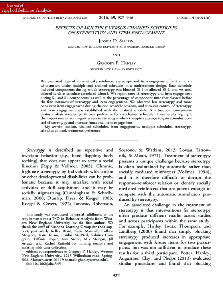 Fillable Online Effects of multiple versus chained schedules on ...