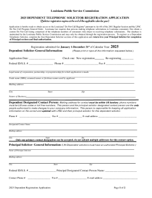 Fillable Online 2025 Dependent Telephonic Solicitor Registration Application Fax Email Print ...