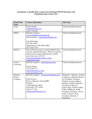 Fillable Online Specific Plan Contacts for Ordering Fedvip Brochures ...