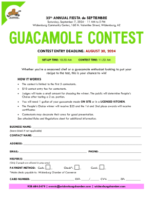 Fillable Online 35th Annual Fiesta De Septiembre Guacamole Contest Fax ...