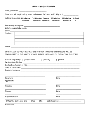 Fillable Online Vehicle Request Form Fax Email Print - pdfFiller