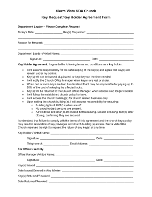 Fillable Online Key Request and Key Holder Agreement Fax Email Print ...