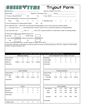 Fillable Online Cheerleading Tryout Form Fax Email Print - pdfFiller