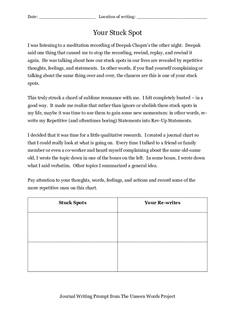 Fillable Online Transforming Stuck Spots Into Action Fax Email Print ...