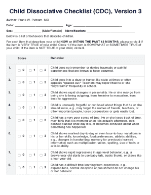 Fillable Online Child Dissociative Checklist (cdc) Fax Email Print - pdfFiller
