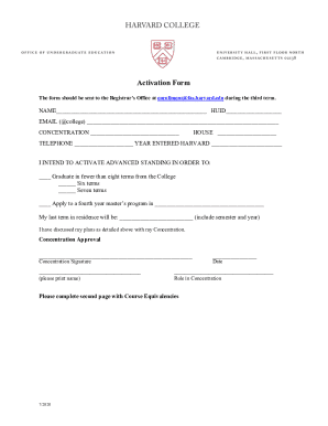 Fillable Online Advanced Standing Activation Form Fax Email Print ...