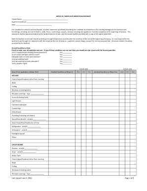 Fillable Online Move-in / Move-out Inspection Checklist Fax Email Print ...