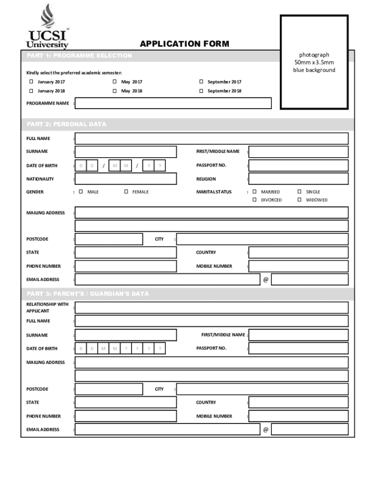 Fillable Online Ucsi University Application Form Fax Email Print ...