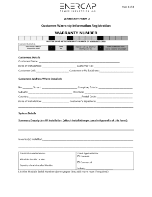 Fillable Online Customer Warranty Information Registration Fax Email ...
