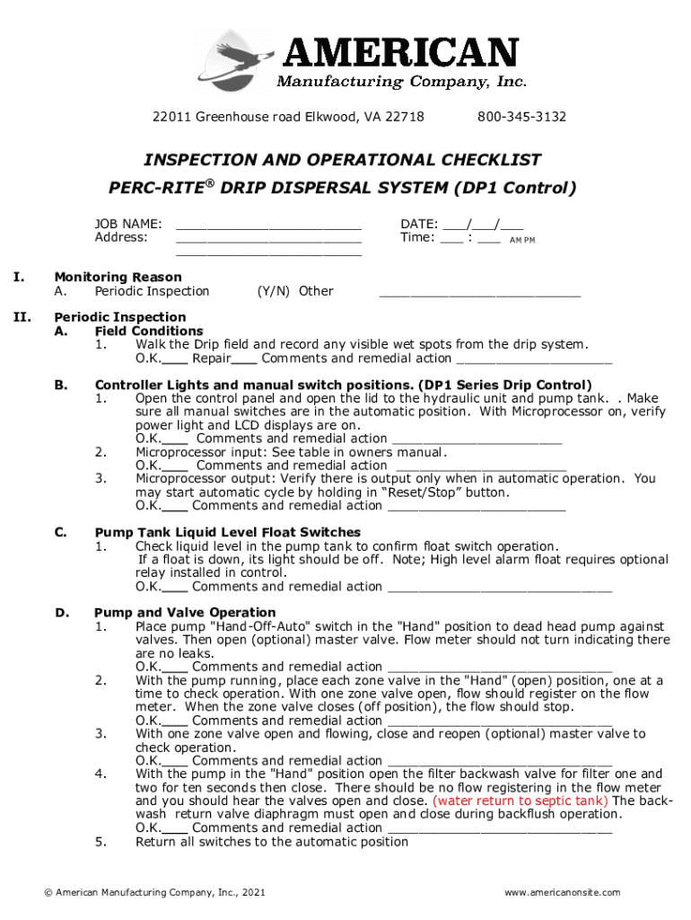 Fillable Online Perc-rite® Drip Dispersal System (dp1 Control) Fax ...